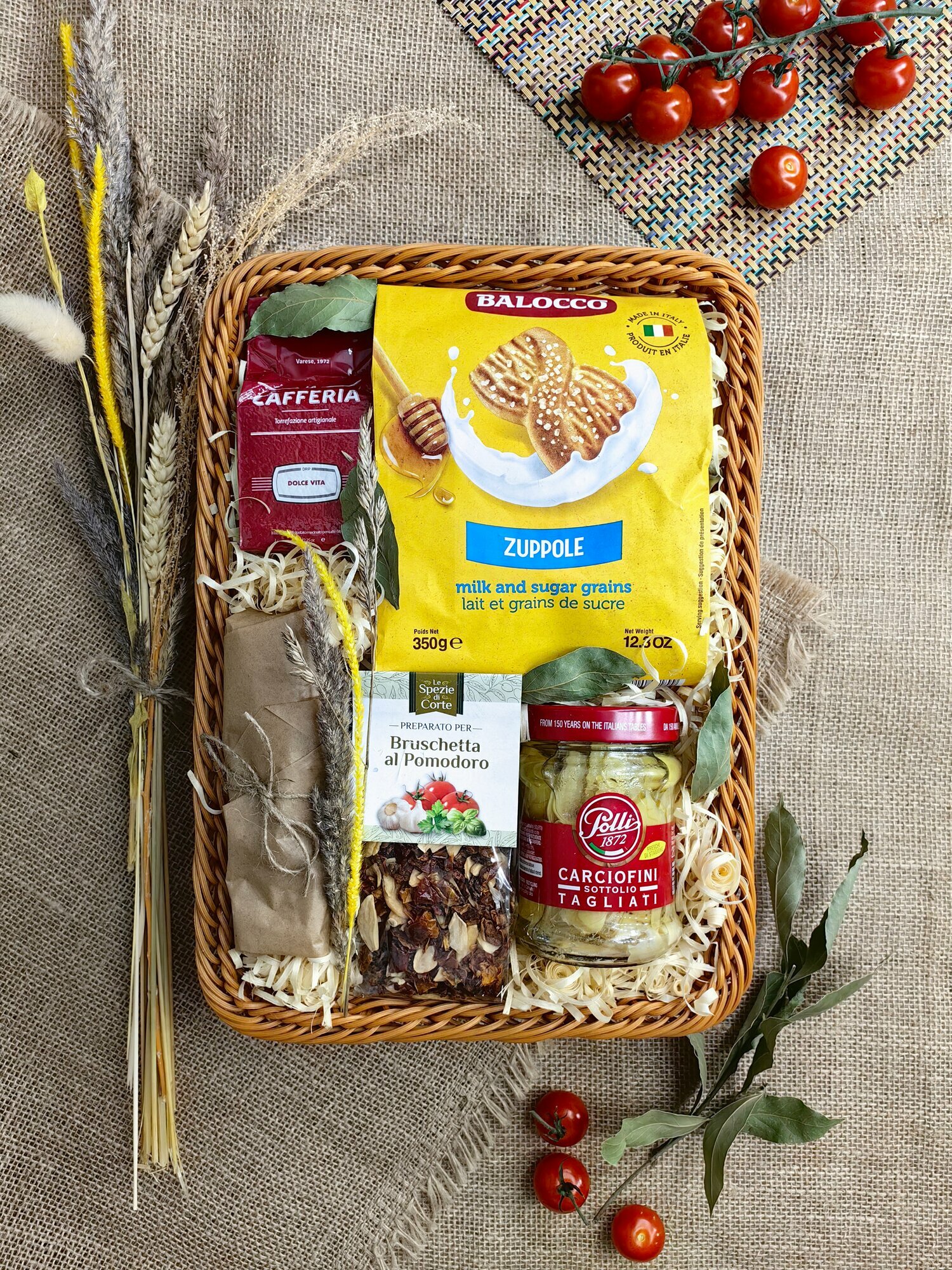 Подарочная корзина итальянских продуктов "Не паста" для идеальной брускетты