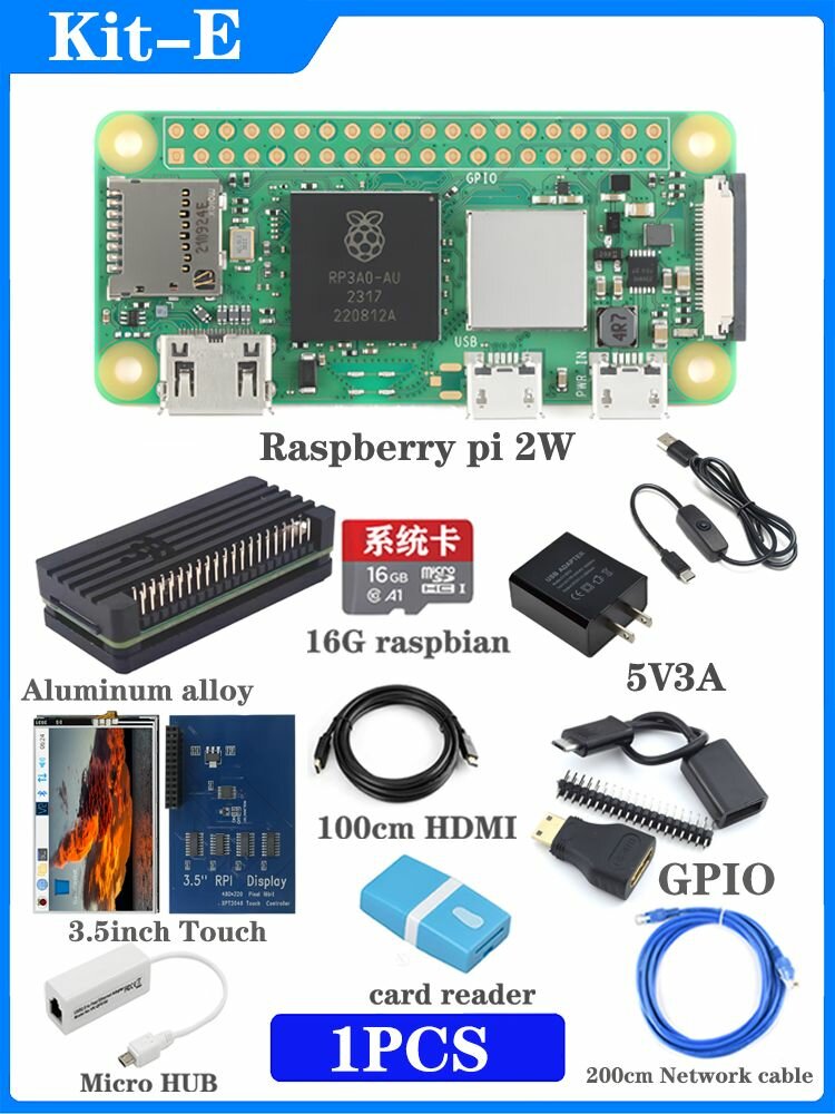 Raspberry Pi Zero 2W 1ГГц SDRAM Bluetooth BLE и WiFi Pi 0 2 Вт
