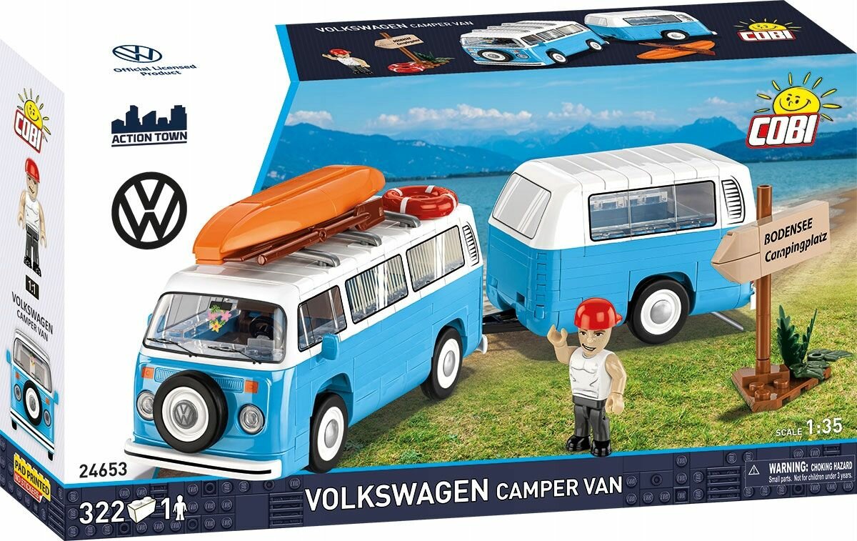 Конструктор пластиковый Cobi - Кемпер Автодом Volkswagen Camper Van with Caravan - Коби 24653
