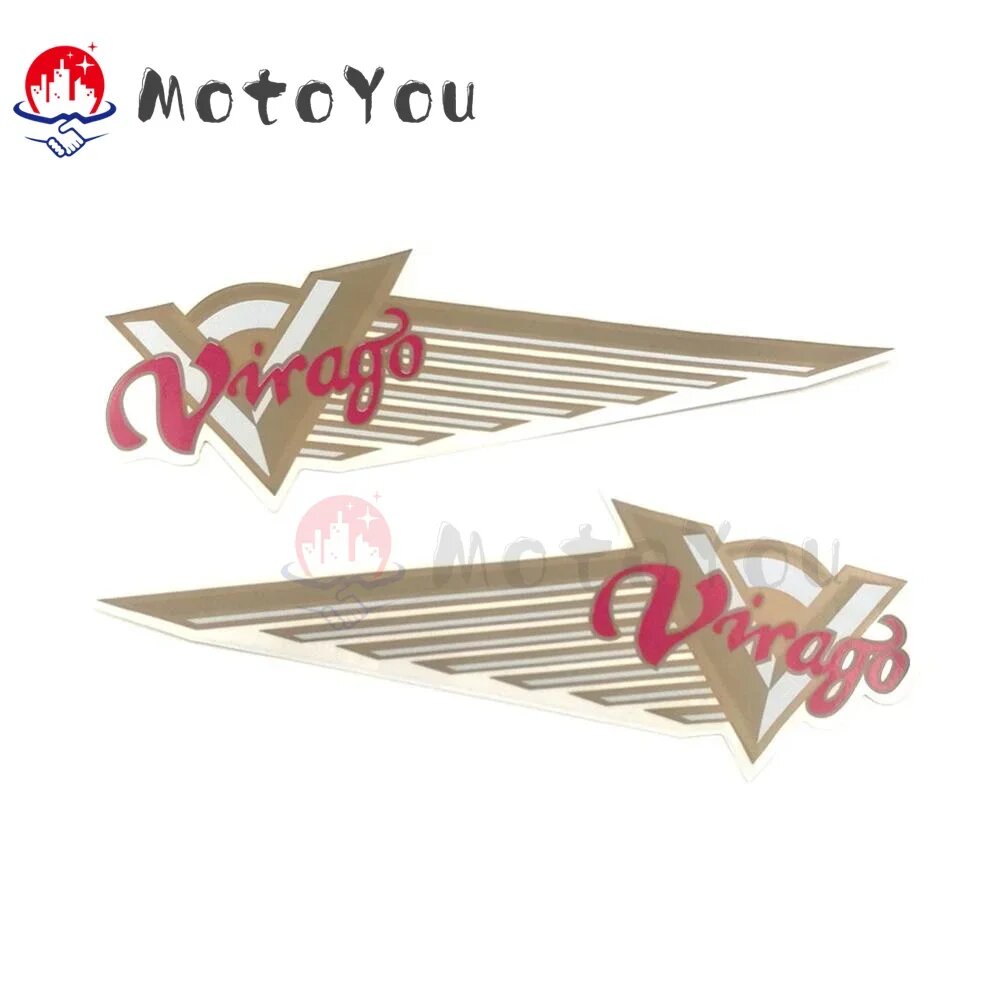 Наклейка на бак мото Virago, золотая, Yamaha XV125/250/400/535/700