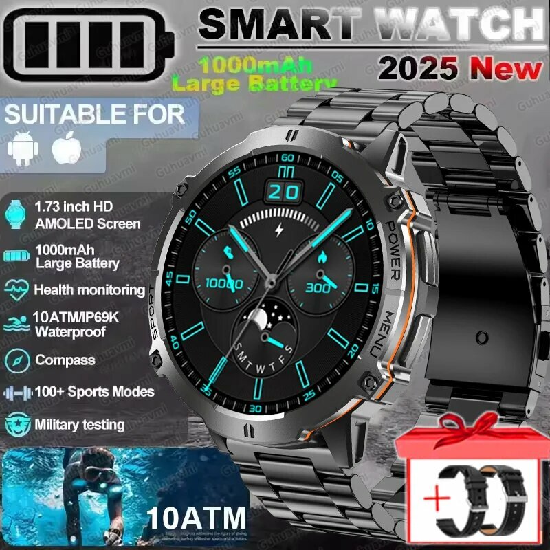TANK X3 Водонепроницаемые Умные Часы Мужские GPS, Компас, HD-камера 10ATM Black Steel 2