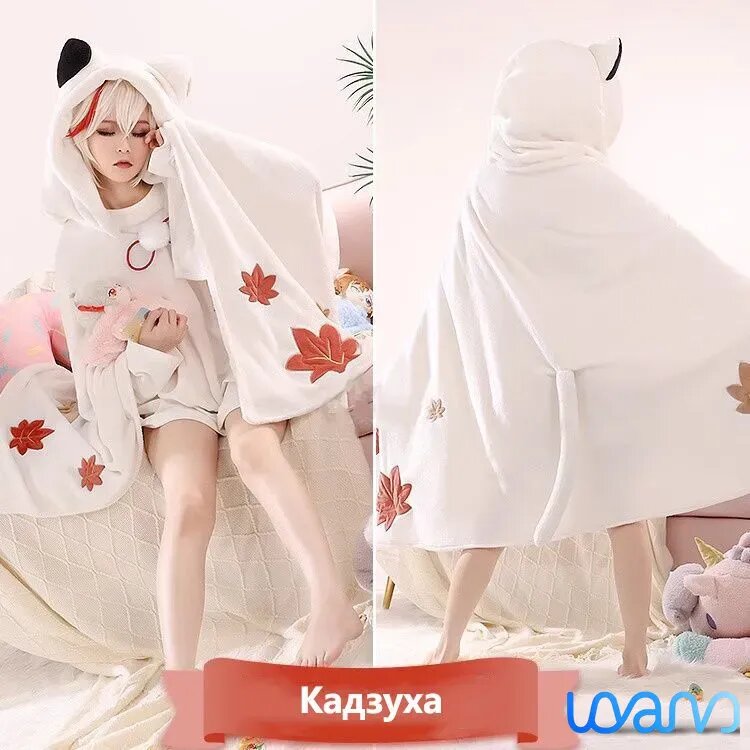 Плед-пончо Genshin Impact из фланели 160x105 см