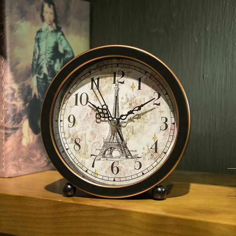 Электронный будильник с Эйфелевой башней в стиле ретро, 10 см, коричневый