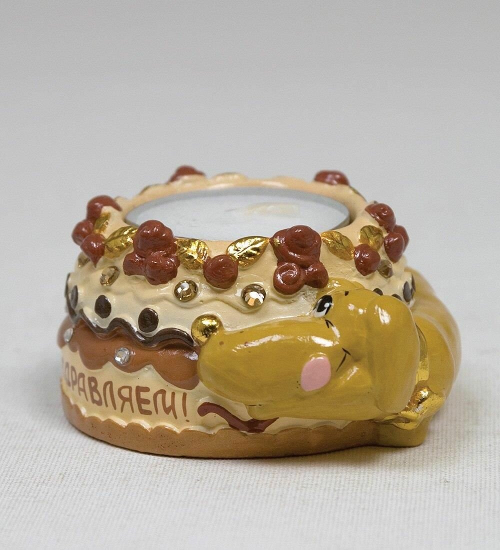 Фигурка гипсовая Собака с тортом эк. A1870014 разностор, Гипс