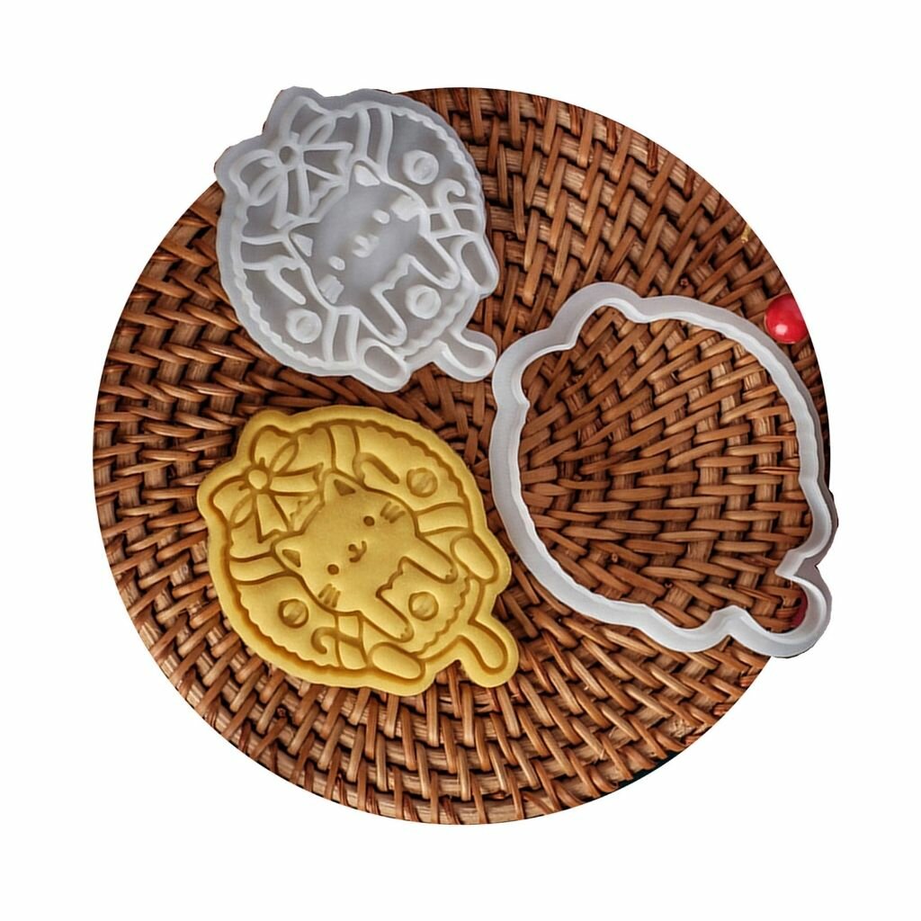 Пластиковые формы для печенья и штампы для печенья с милыми рождественскими котиками, сделанные своими руками для помадного торта, Кухонные формы для выпечки кондитерских изделий