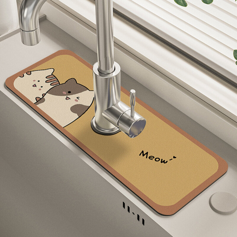 Подушка для слива крана, мягкая из диатомовой земли, впитывающая подушка для кухонной столешницы, подставка для тарелок, теплоизоляционная подставка, нескользящий коврик для кофейного стола