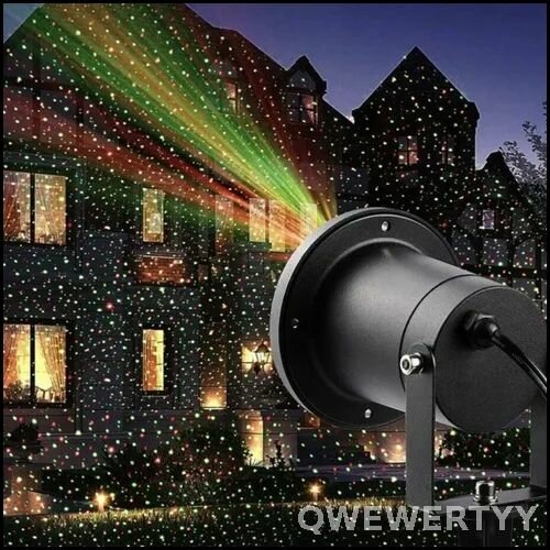 Эксклюзивный проектор ландшафтный для улицы с пультом управления, модель звездный дождь, двухцветный лазерный