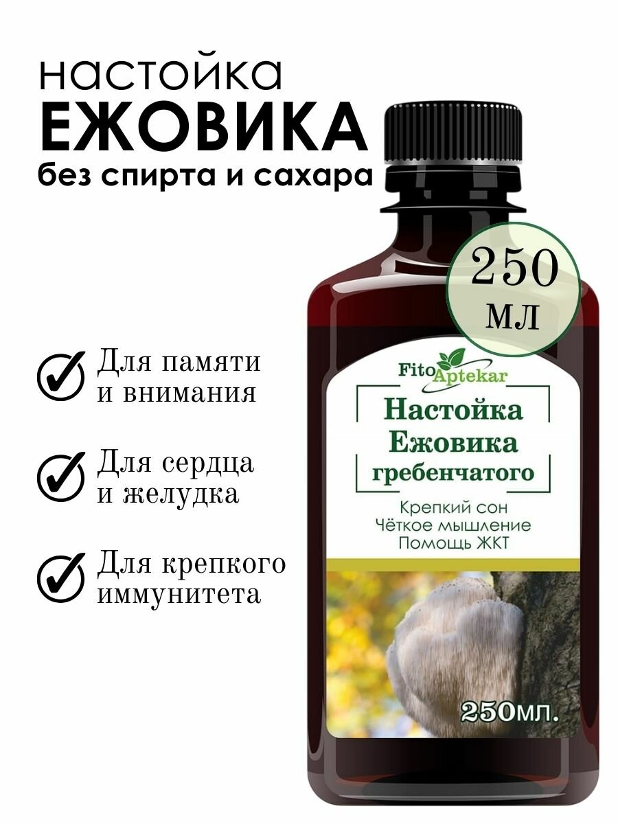 Настойка ежовика гребенчатого Фито-Аптекарь, суперпамять, умственные способности, замедляет старение, 250 мл