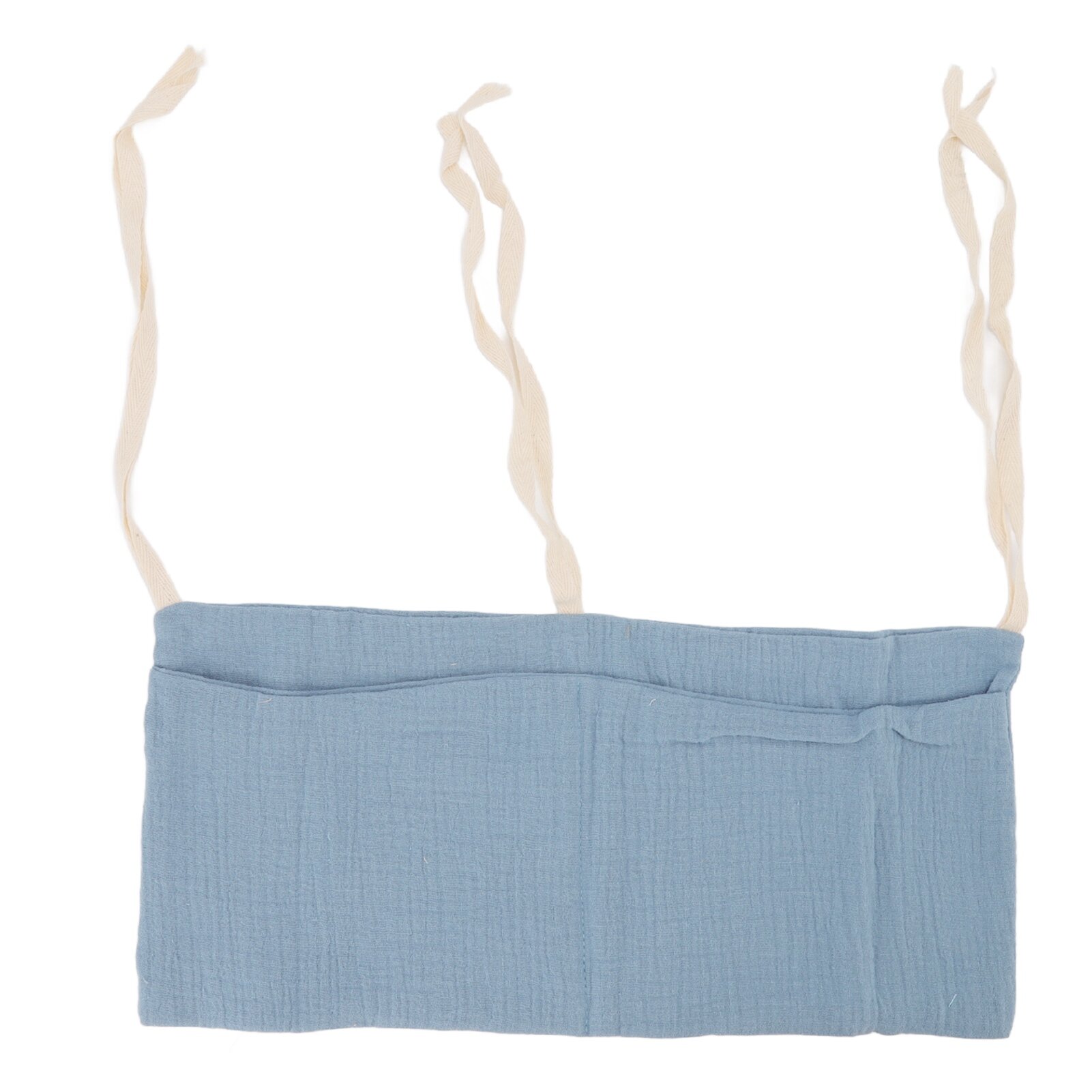 Сумка для хранения вещей в детской кроватке, подвесная, с 2 карманами, регулируемым ремешком, для игрушек, прикроватная, темно-синяя.