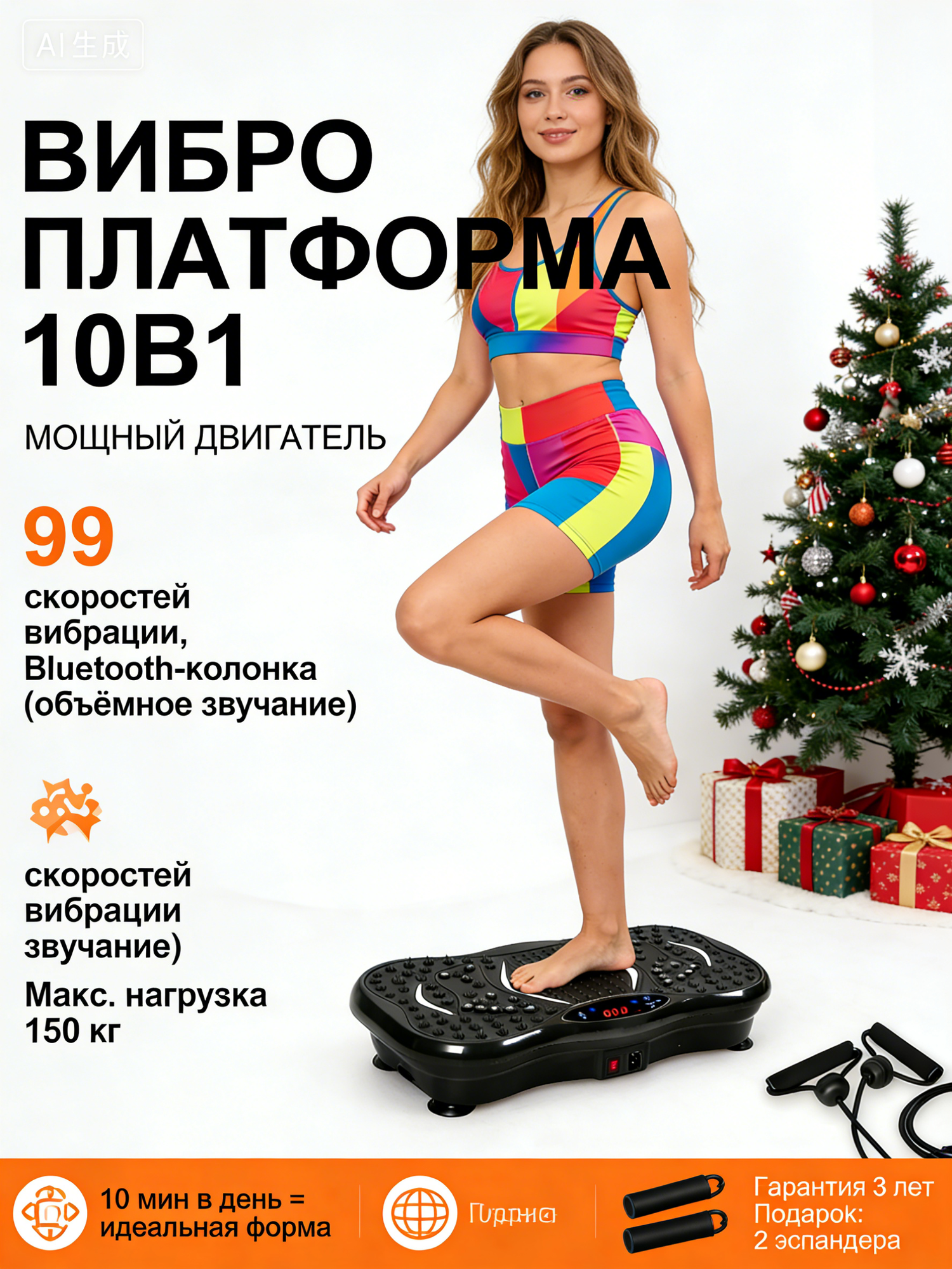 Виброплатформа-массажер для похудения и кардиотренировок, 150 кг, 99 режимов