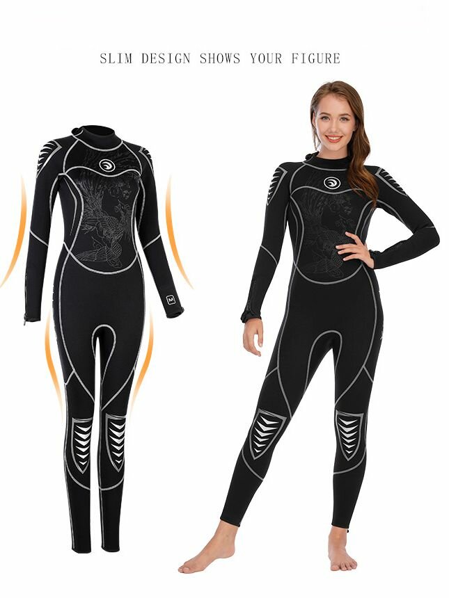 Черные гидрокостюмы для мужчин и женщин, толщиной 3 мм , из неопрена, подходят для дайвинга