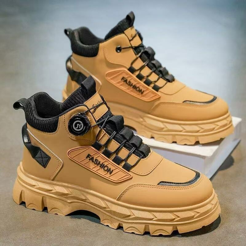 Зимние новые высокие ботинки Мартин с флисовой подкладкой для мужчин, британский ретро стиль рабочей обуви, утолщенные снежные ботинки с флисовой подкладкой