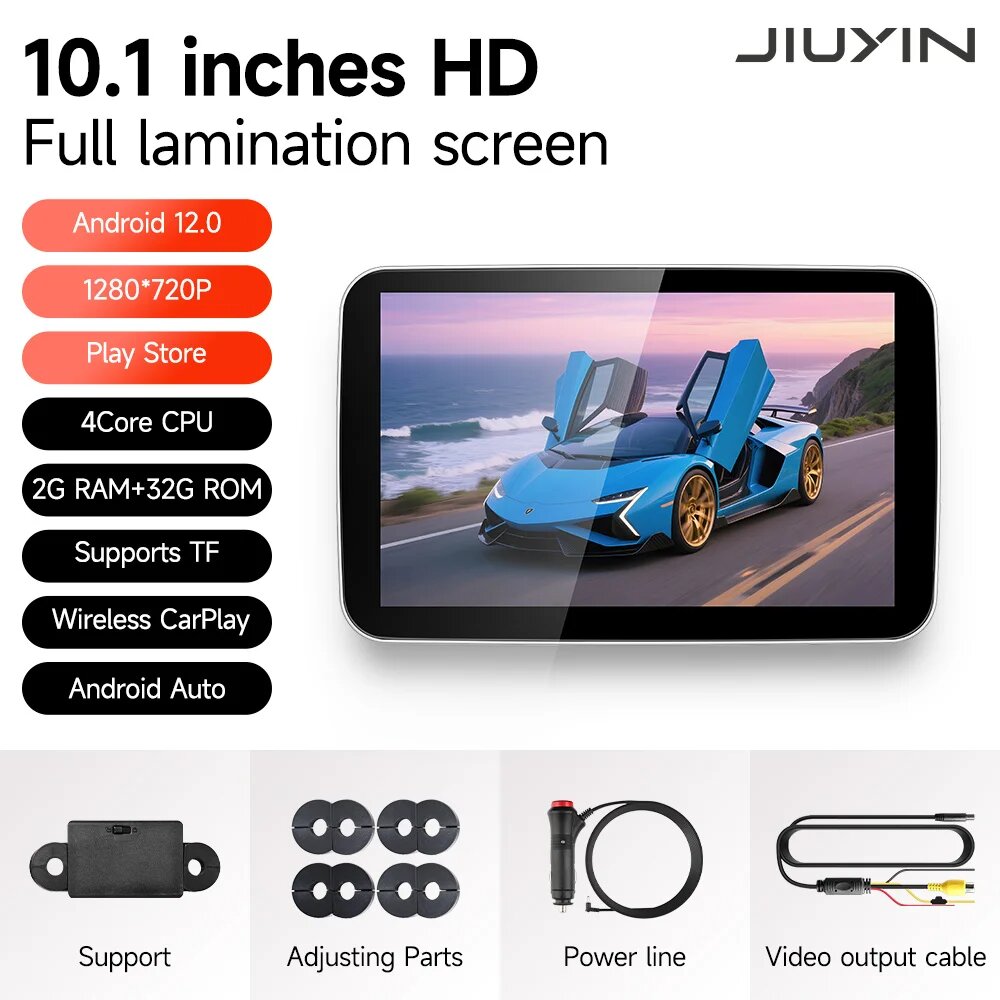 10,1-дюймовый монитор на подголовнике автомобиля IPS ТВ-дисплей Беспроводной Carplay/Android Auto для экрана заднего сиденья автомобиля Экран видеоплеера