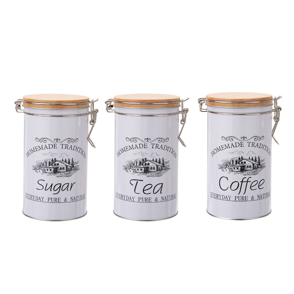 Набор из 3 Металлических Канистр для Кофе И Сахара Банка для Кофейного Сахара Многофункциональный Кухонный Контейнер-Органайзер Для Хранения