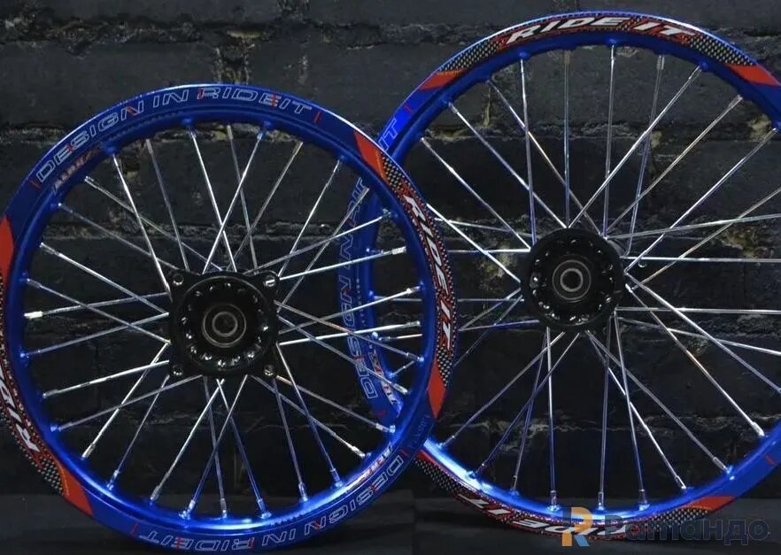 Комплект ободов для питбайка в сборе 17/14 серебро