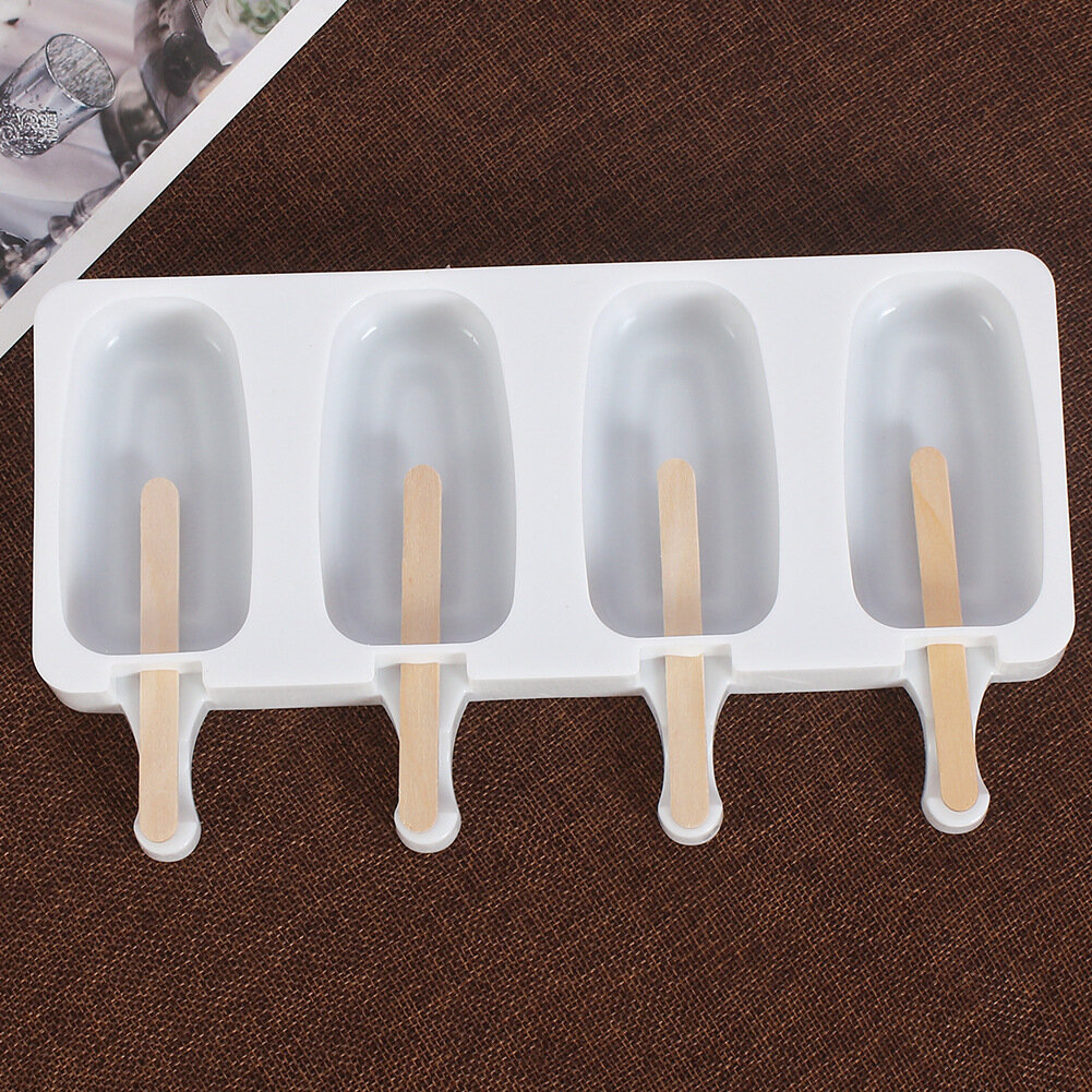 4 even silicone ice cream four even popsicle ice cream ice cream DIY homemade ice tray 4 even large ice cream + 50 sticks