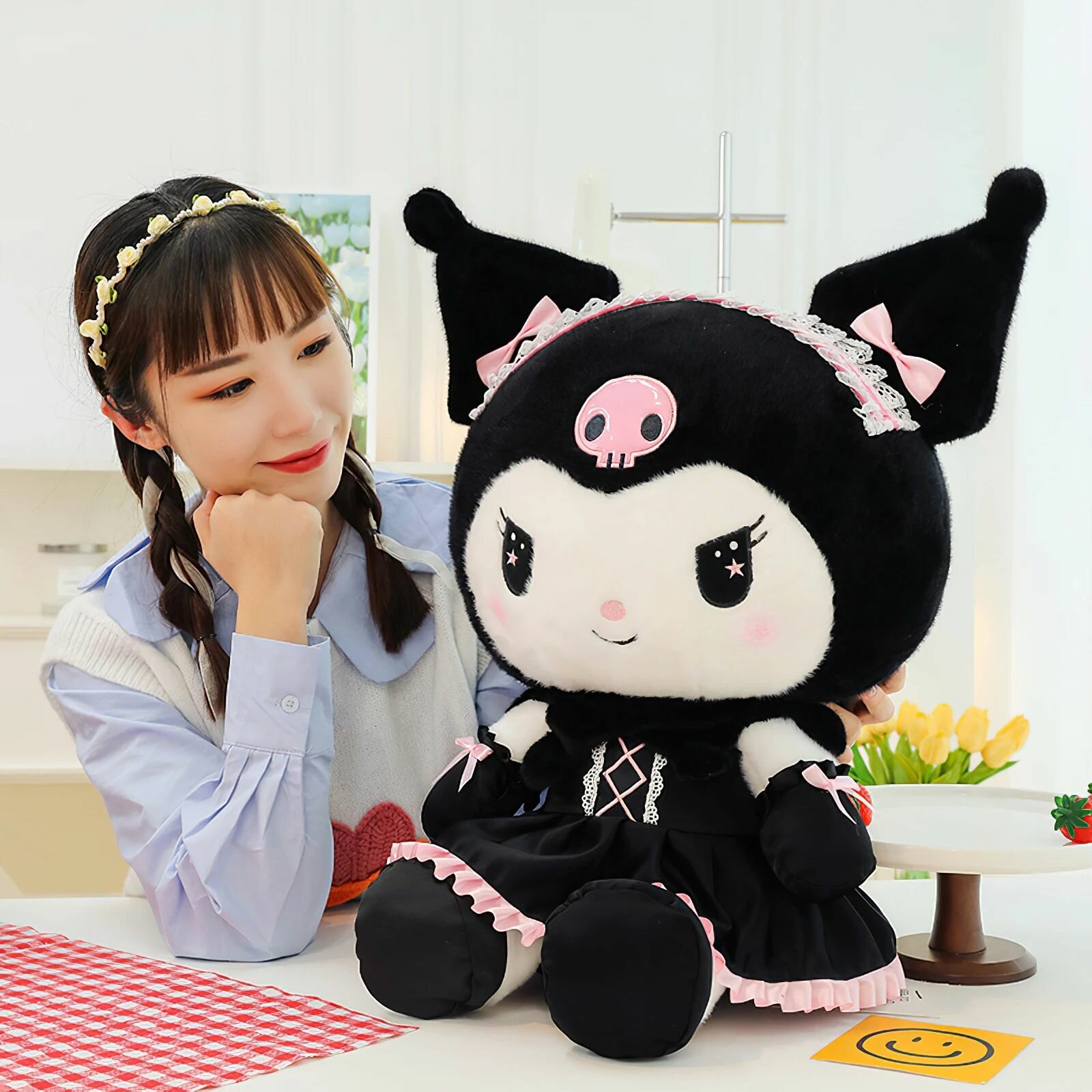 Мягкая игрушка реалистичная меховая Куроми Моя мелодия Хеллоу Китти Kuromi, 30 см