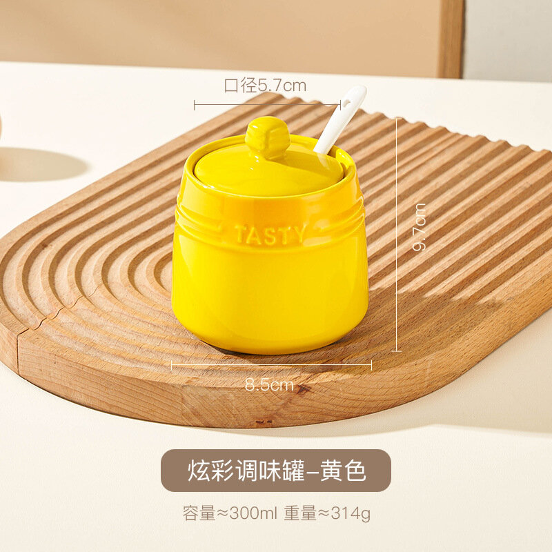 Высококачественная керамическая бутылка для приправ с ложкой для кухонного использования, влагонепроницаемая коробка для приправ для масла, чили, MSG, соли и других специй