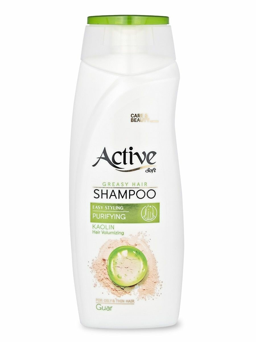Шампунь Active Care&Beauty для жирных волос, очищение и придание объема, с каолином и гуаром, 350 мл
