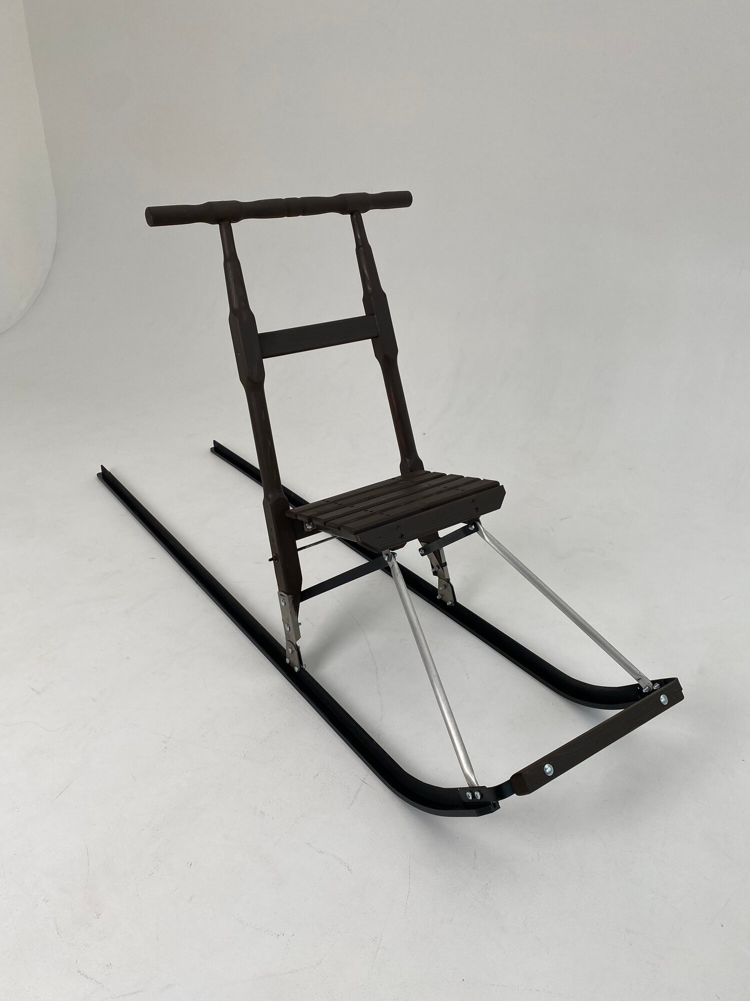 Финские сани для рыбаков с накладками на полозья, цвет коричневый, 150х60х90 см