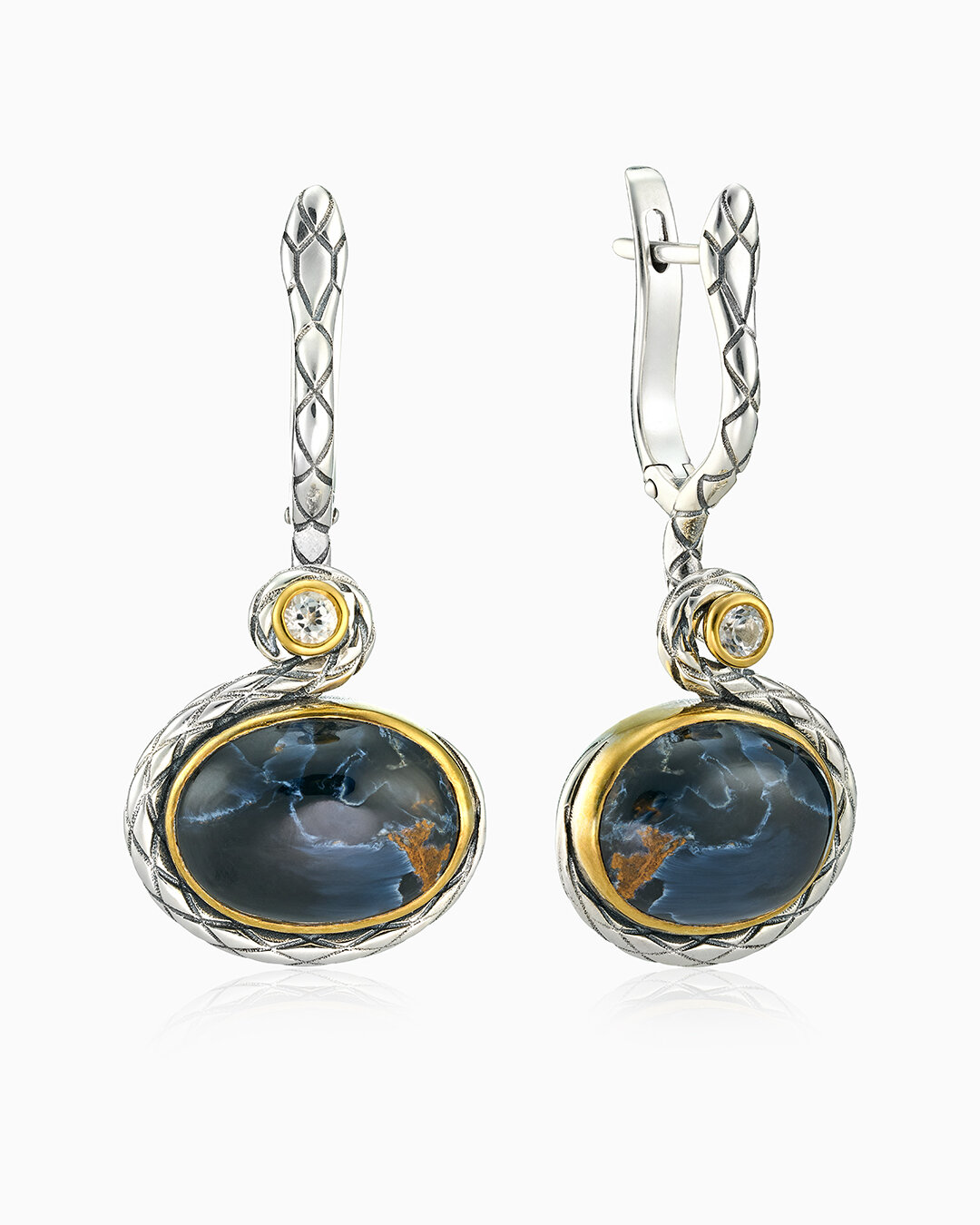 Серьги, серебро, 925 проба, топаз