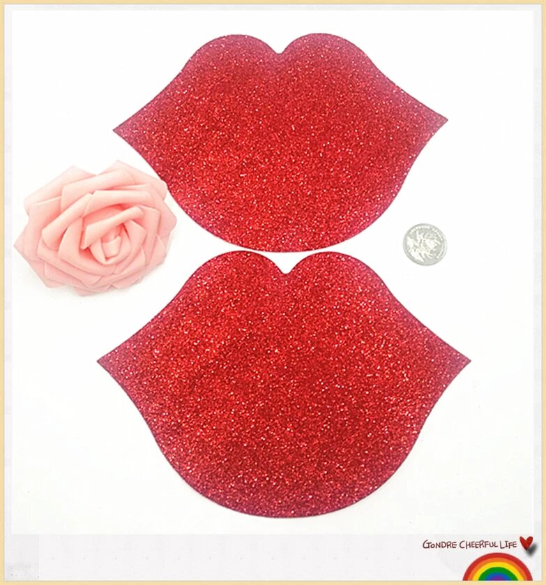 Золотой блеск, большие рты из ПВХ для Дня святого Валентина, свадебная декорация - 2 шт.