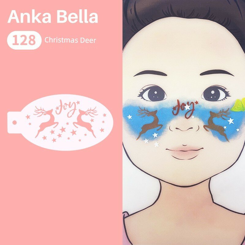 Трафарет для рисования на лице Anka Bella, набор для самостоятельного татуировки, многоразовый. 128 Рождественских