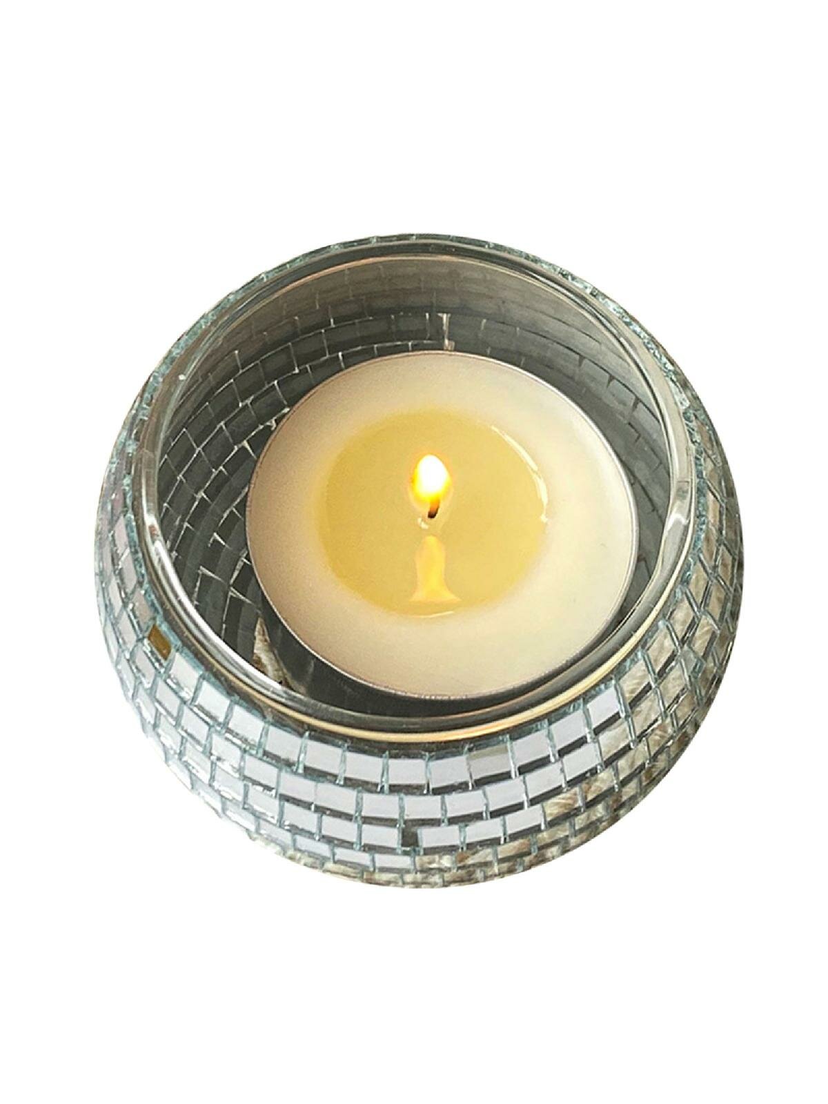 Круглые шариковые зеркальные подсвечники для декора центральных частей свадебного стола