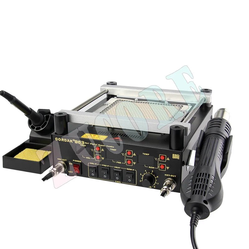 GORDAK 863 3 в 1 цифровая 220 В BGA паяльная станция с ИК-инфракрасным предварительным нагревом паяльная станция горячего воздуха для ремонта мобильных устройств