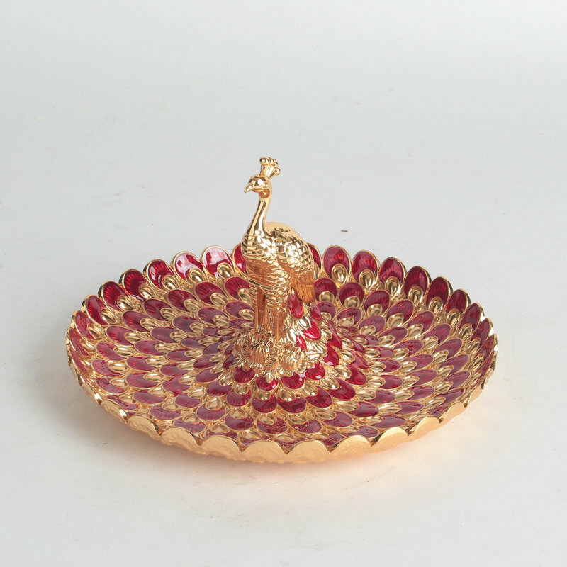 Алюминиевая креативная металлическая тарелка для сухофруктов и овощей в виде павлина, фруктовая тарелка для гостиной, домашняя легкая роскошь, кофейный столик, конфетная тарелка