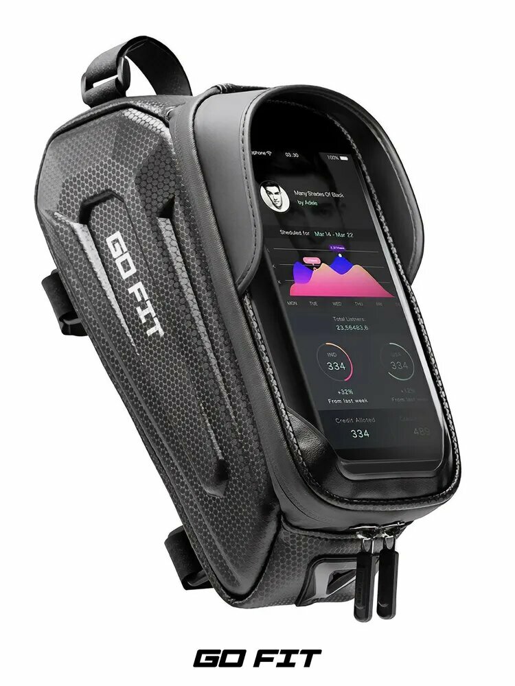 Велосипедная сумка GO FIT Bike Bag, спортивная велосумка на раму, кейс с отделением для смартфона, защита от дождя и пыли, аксессуары для телефона, черный