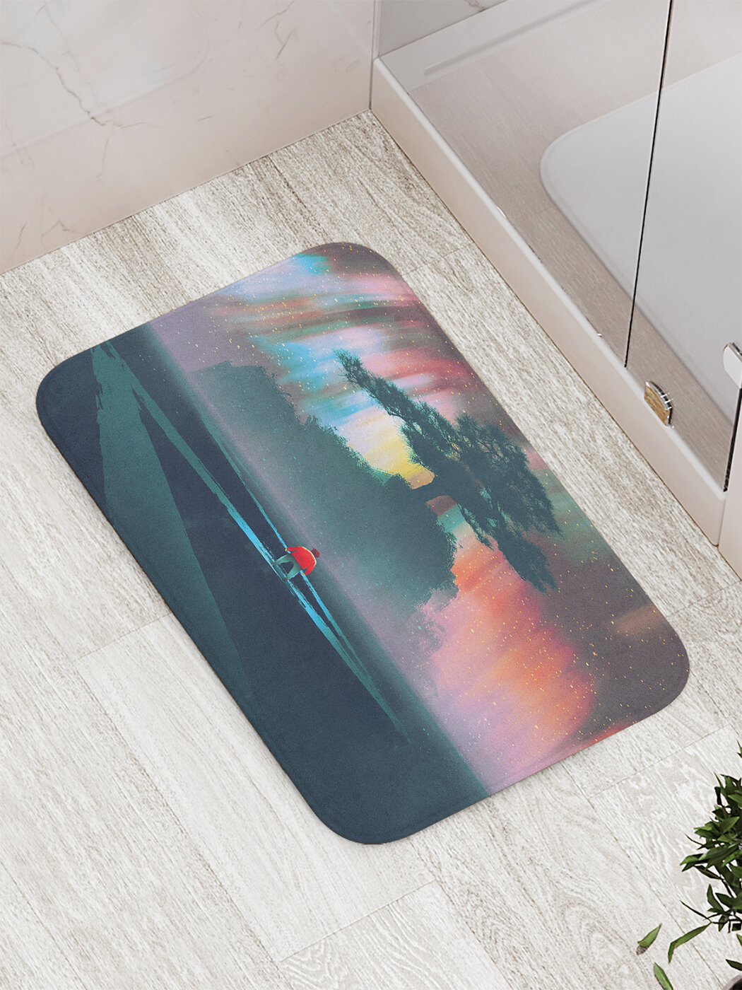 Коврик для ванной комнаты, туалета "Зигзаг перед чудом" противоскользящий, 52х77 см, JoyArty