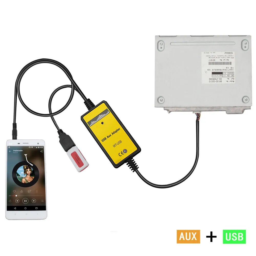 MP3-плеер для автомобиля USB AUX, с поддержкой microSD, AUX-вход, желтый — фото 1