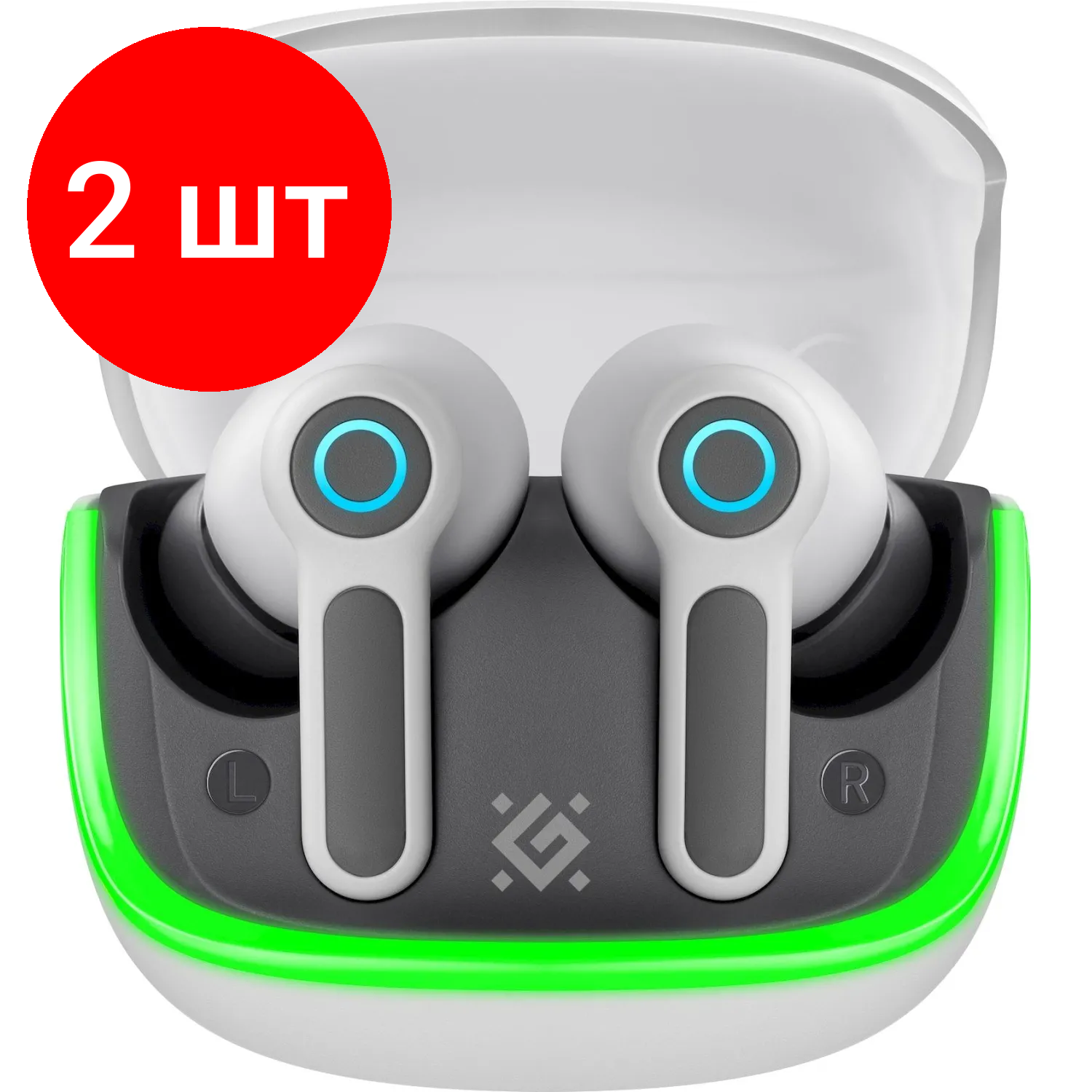 Комплект 2 штук, Наушники Defender CyberDots 290 белый, игровые TWS, Bluetooth