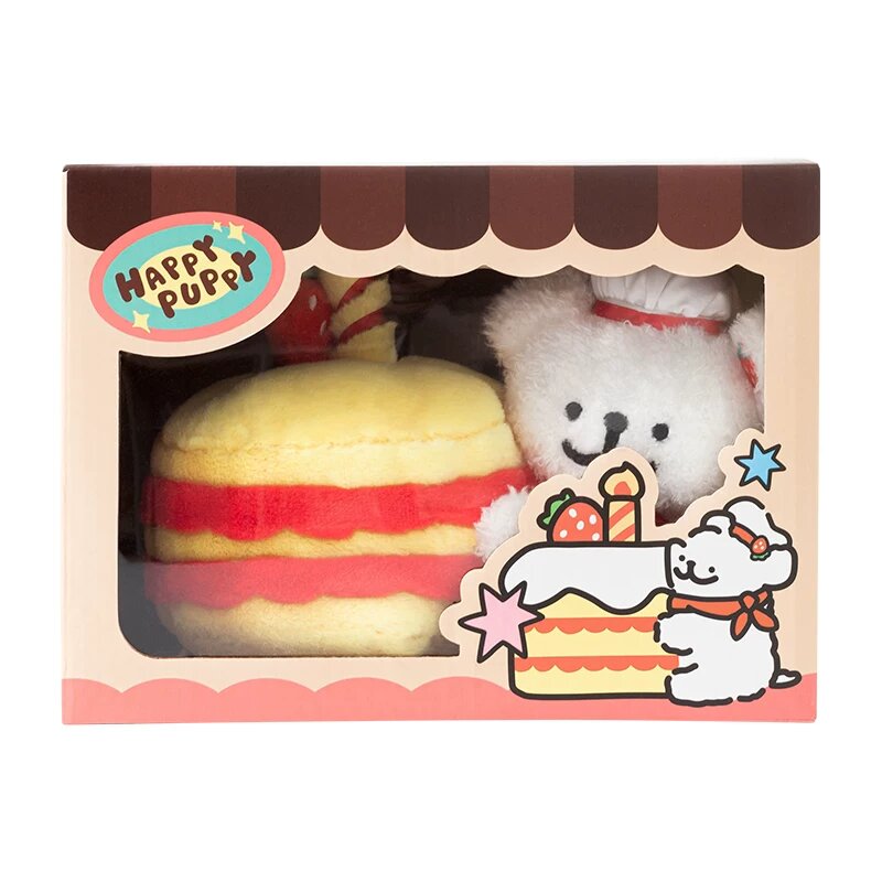 Официальная плюшевая игрушка в форме торта с рисунком щенка, милый плюшевый подарок на день рождения. Кукла-торт Line
