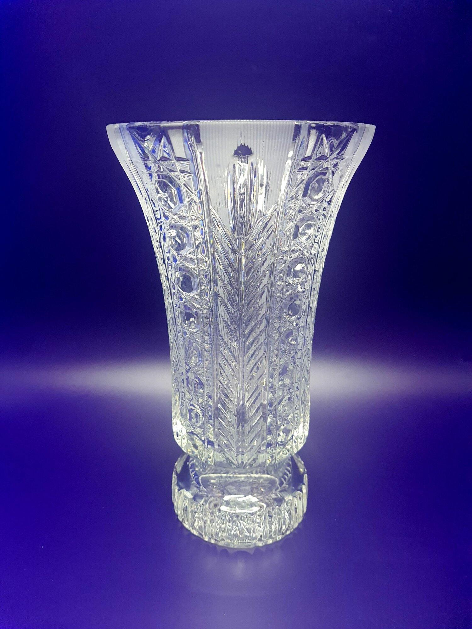 Винтажная хрустальная ваза интерьерная Колоски, 23см, СССР, 60е годы