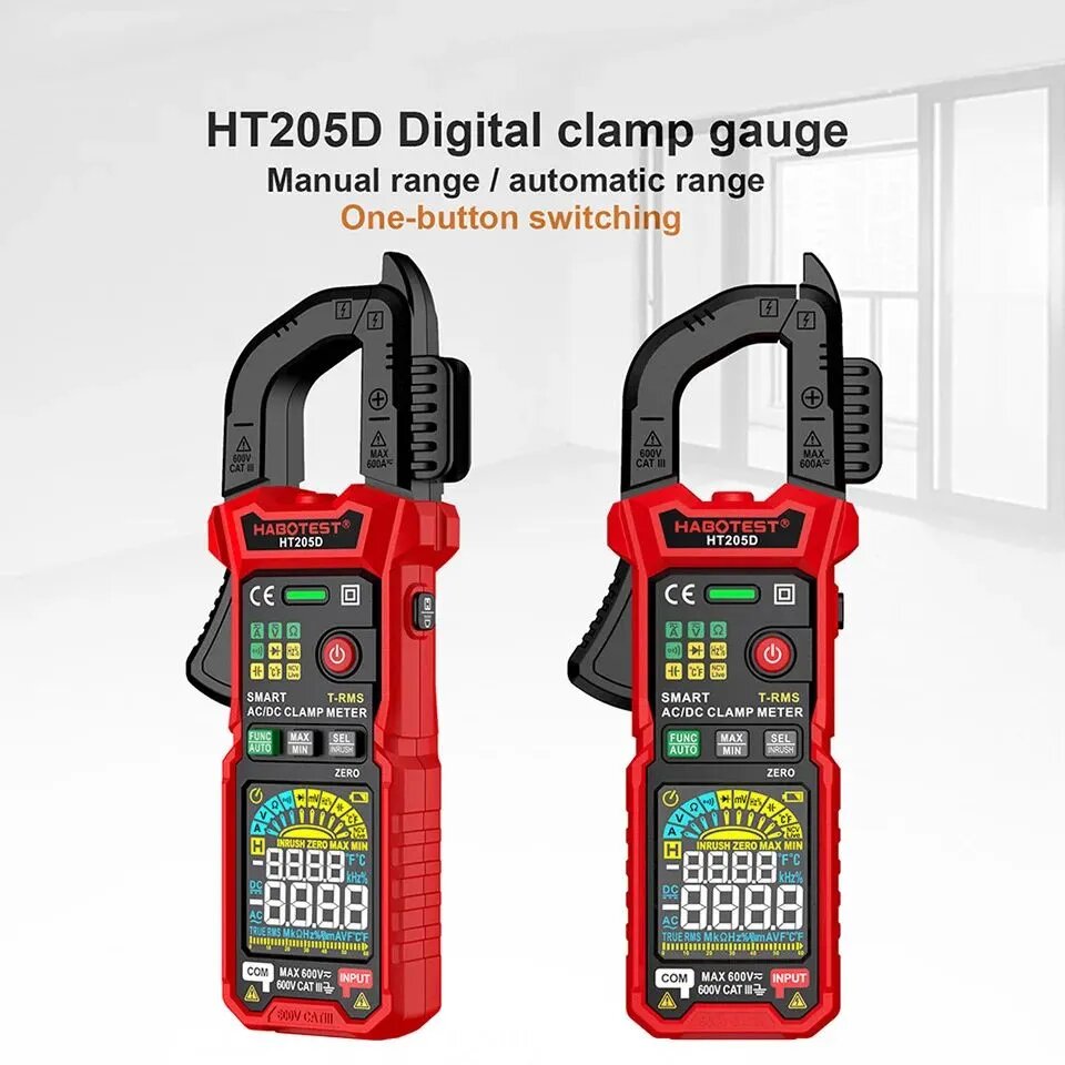 HT205D Цифровой зажимной измеритель 6000 отсчетов