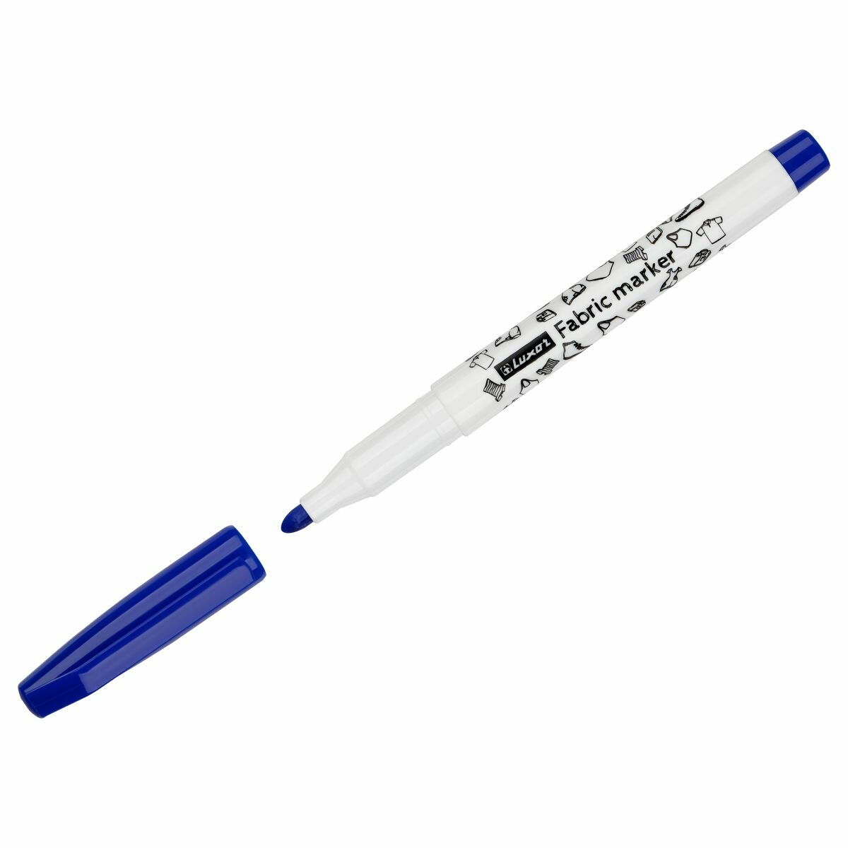 24 шт. Маркер для ткани Luxor "Fabric" синий, пулевидный, 1-2мм