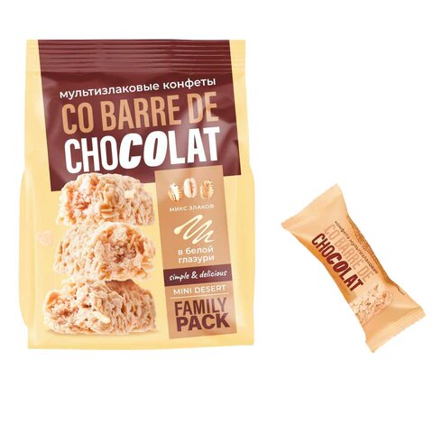 8 шт. Конфеты мультизлаковые CO BARRE DE CHOKOLAT с белой глазурью, 135 г, УТ-00032332