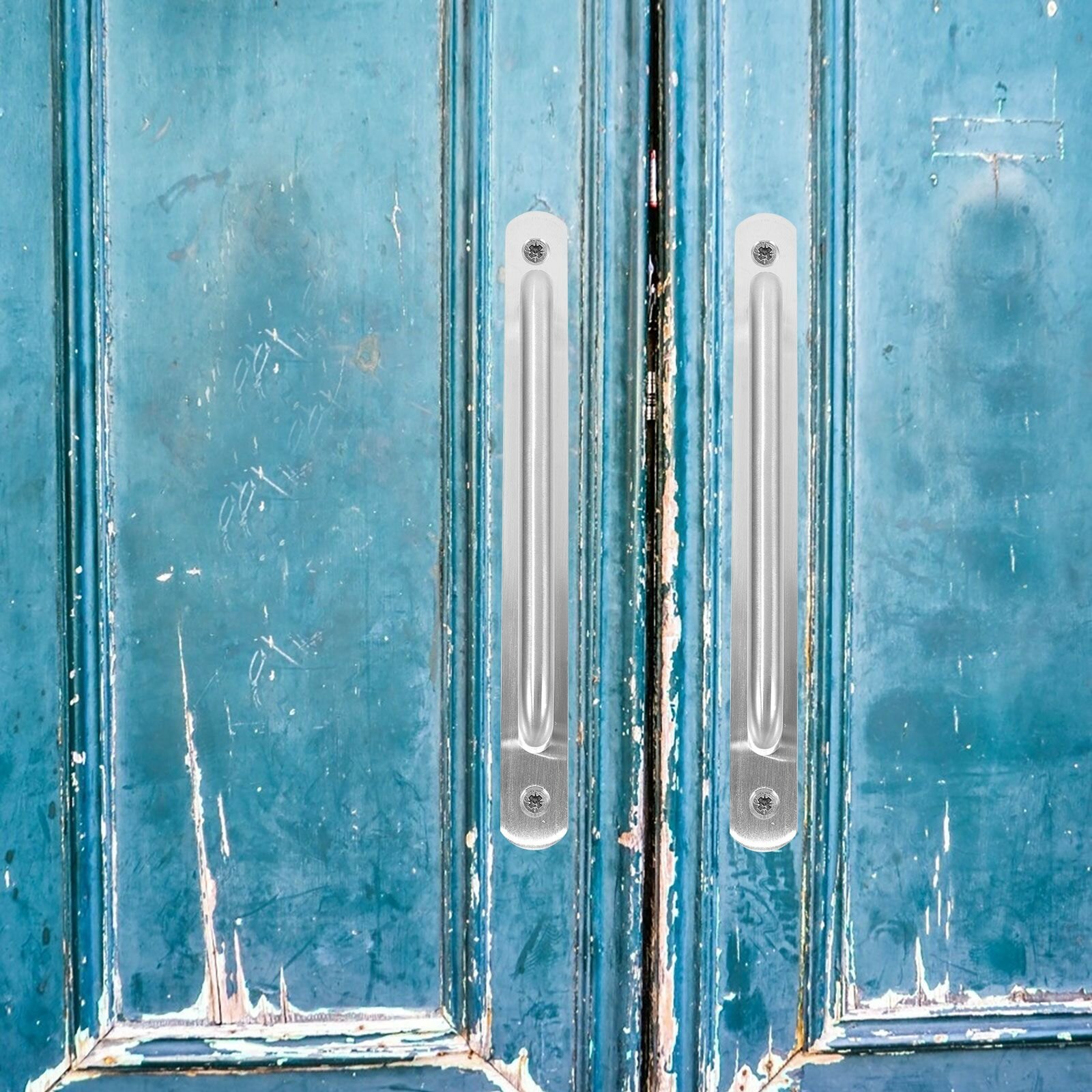 Дверные ручки из нержавеющей стали, серебристого цвета, набор 2 шт, для деревянных и металлических дверей