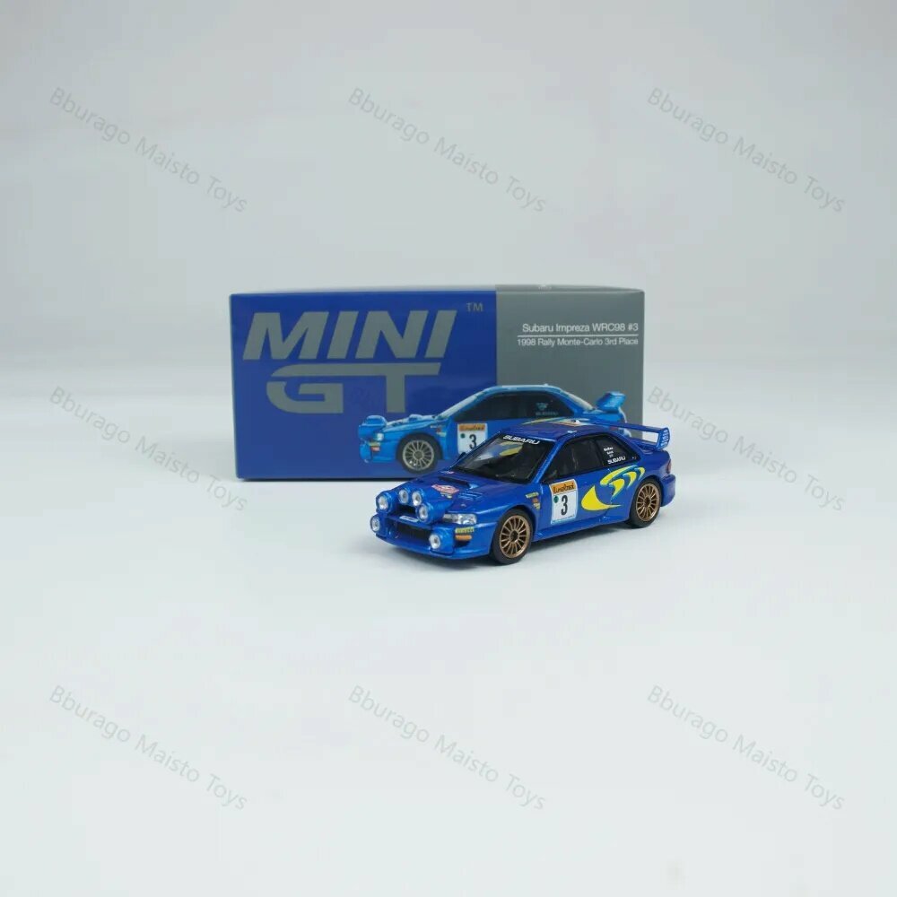 MINIGT 1:64 Subaru Impreza WRC98 1998 Rally Monte-Carlo 3rd Place #3 отлитая под давлением модель гоночного автомобиля Игрушки