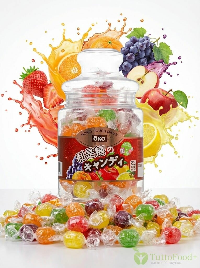 Леденцы OKQ ассорти, банка /пластик/ 252г