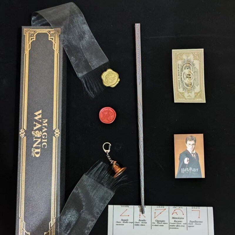 Волшебная шляпа с палочкой Гарри Поттера, подарочная коробка, роскошный набор из 8 предметов, подарок на день рождения, коробка с лентой, рождественский подарок