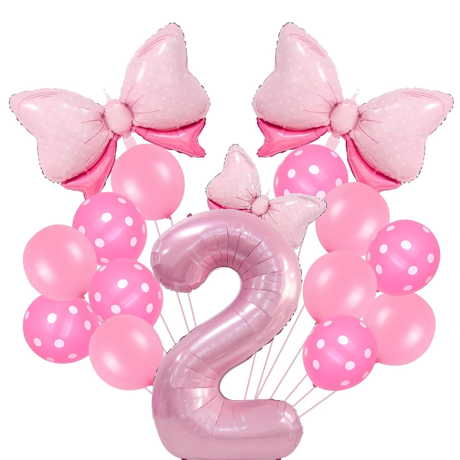 16 шт. 40-дюймовые макароны с перламутровыми розовыми цифрами, набор фольгированных шаров, мини-размер, воздушные шары с бантом для мальчиков и девочек, украшение для дня рождения