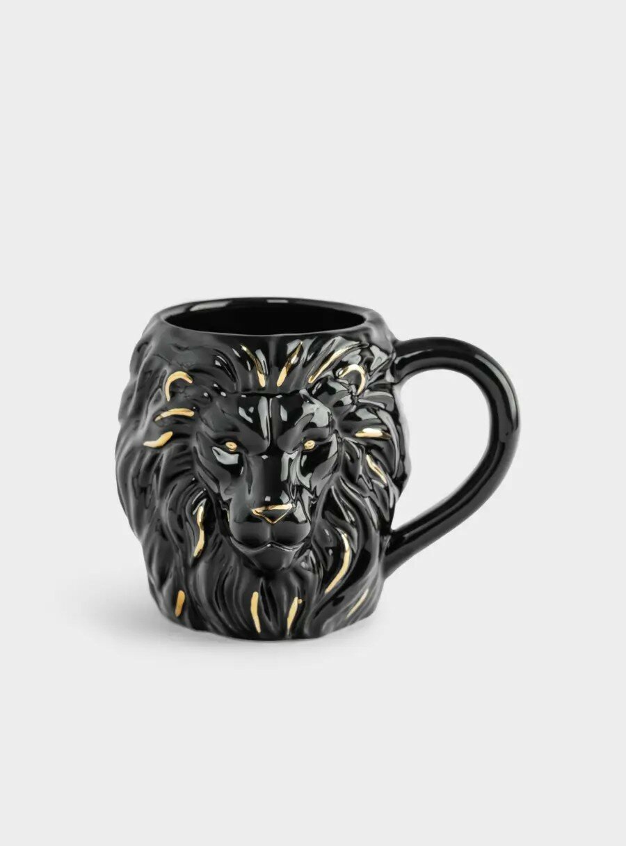 Кружка, 540 мл, керамика, черно-золотистая, Лев, Manly (Anna Lafarg)