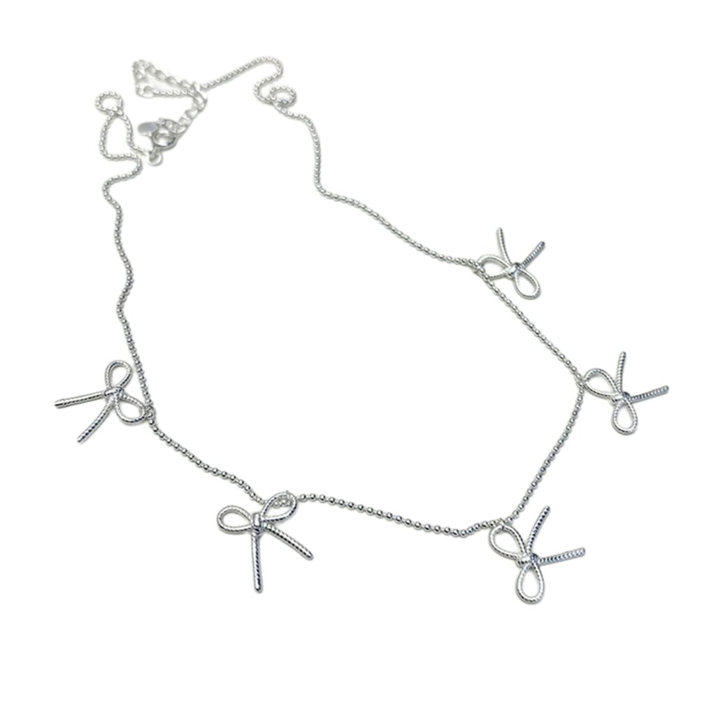 Универсальное ожерелье с бантиками и мерцающей подвеской в виде банта для вечернего аксессуара