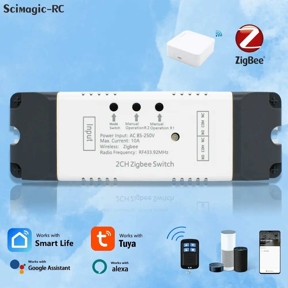 Zigbee 2 канала Wifi умный дом модуль реле AC85-250V 220V работает Alexa Google помощник умный выключатель света