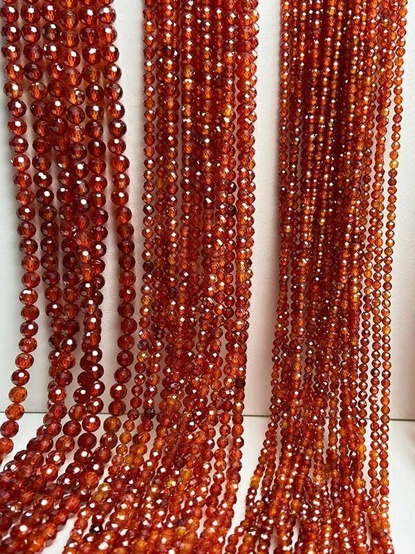 2mm Круглые циркониевые бусины с граненым камень (Красный)