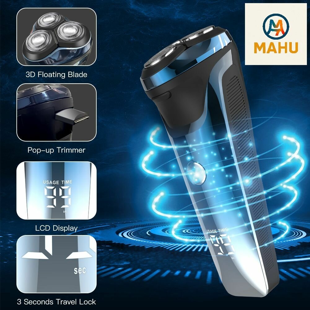 HATTEKER Электробритва UInnbBFr, синий, белый