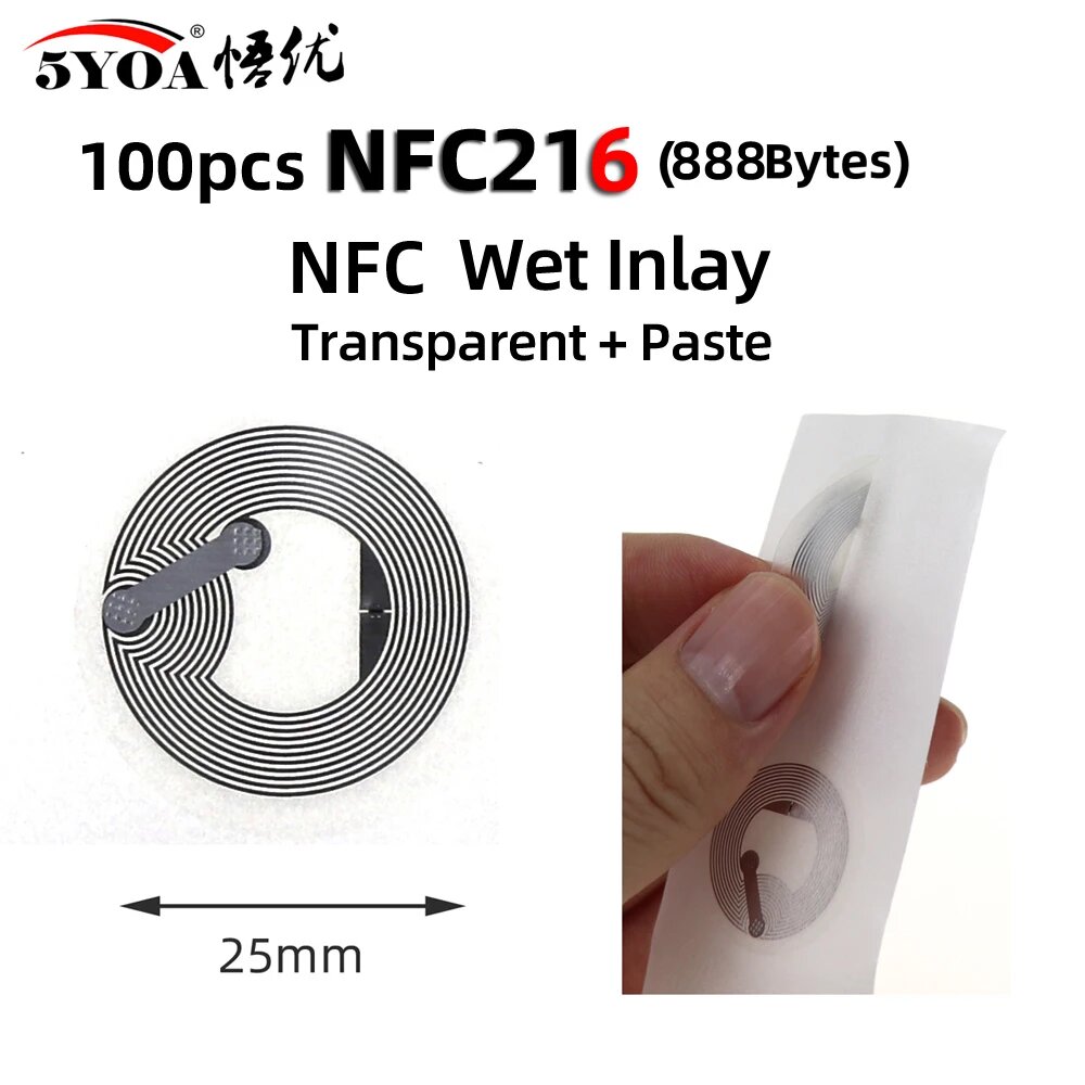 NFC-метки 5YOA Ntag213/Ntag215/Ntag216 100 шт. 100pcs Wet NFC216